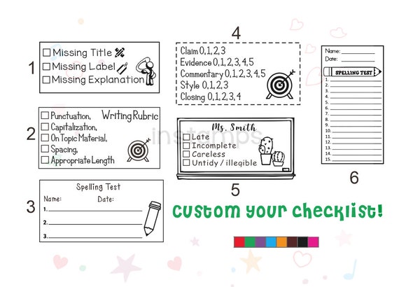 All-custom Checklist Stamps,teacher Stamps,personalized Checklist ...