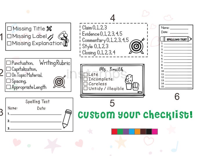 Custom Checklist Stamps, Homework Check Stamp, Personalized Teacher ...