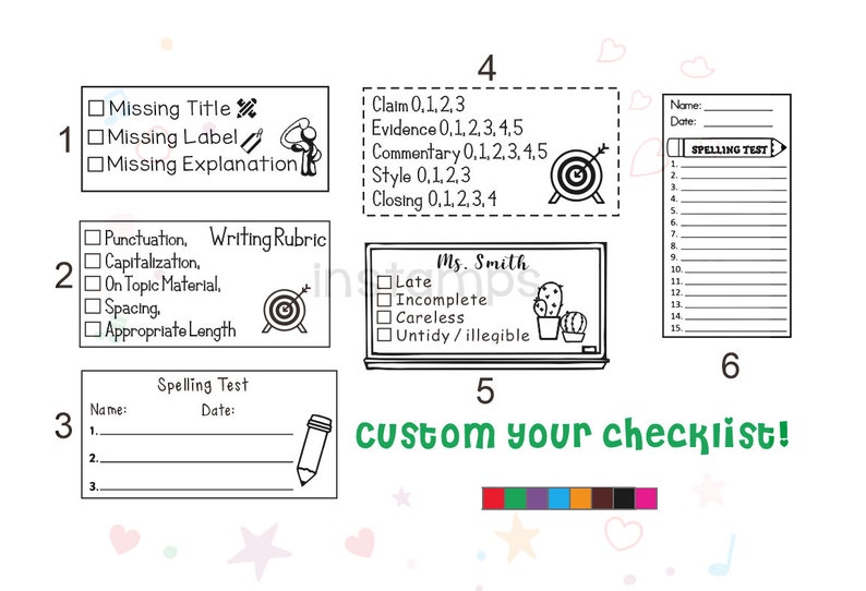 All-custom Checklist Stampsteacher Stampspersonalized - Etsy