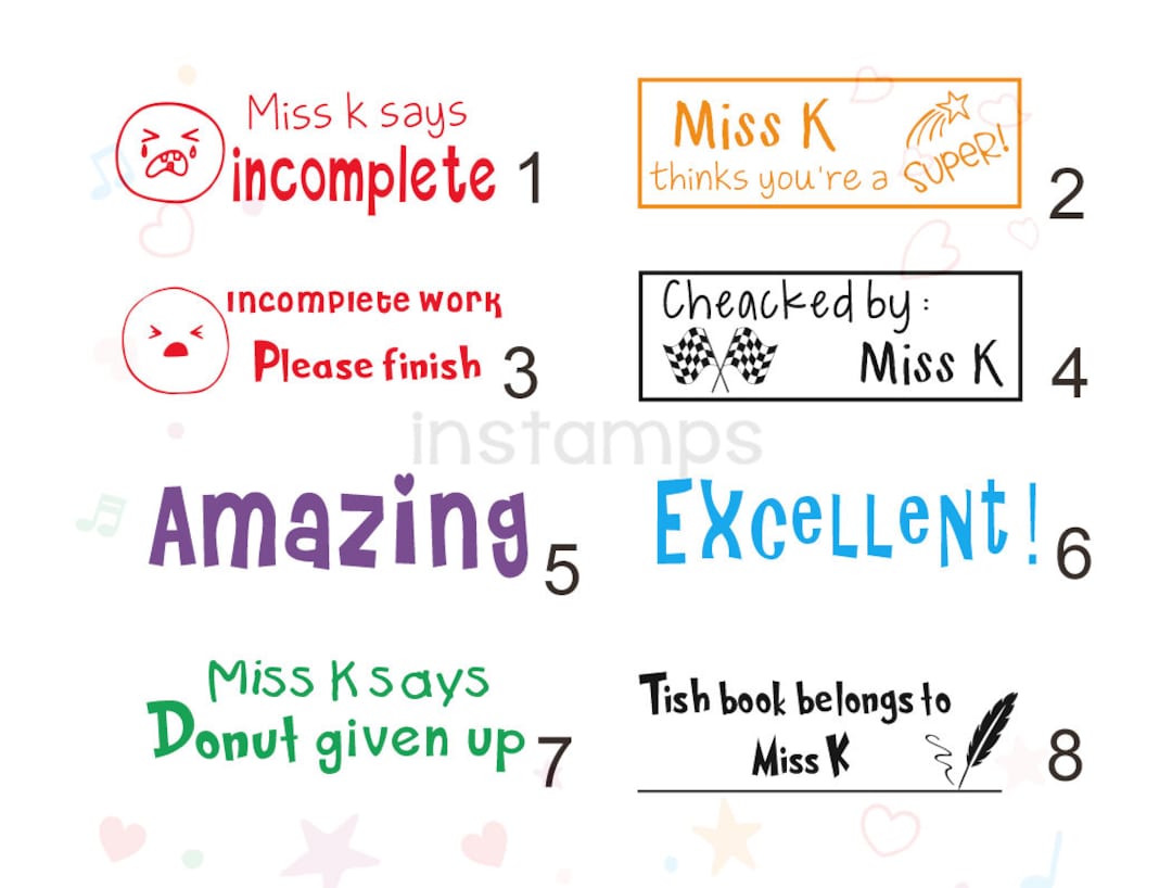 Custom Teacher Stamps,personalized Homework Stamp,custom Classroom ...