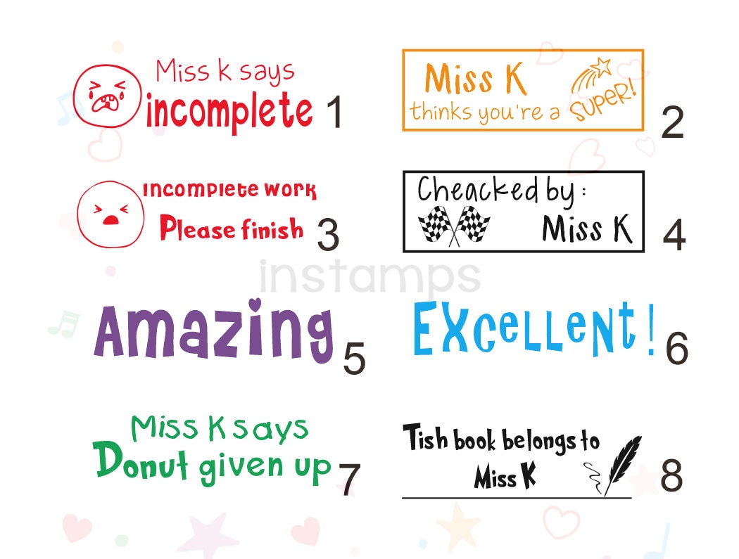 Custom Teacher Stamps,personalized Homework Stamp,custom Classroom ...