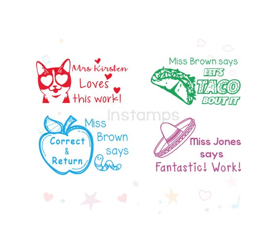 Custom Teacher Stampspersonalized Homework Stampcustom | Etsy