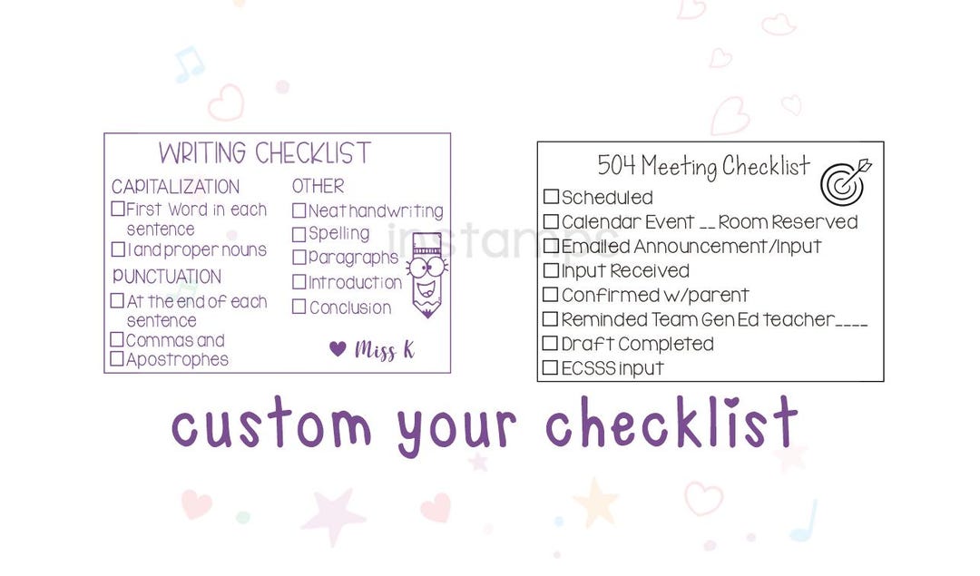 All-custom Checklist Stamps,teacher Stamps,personalized Checklist ...
