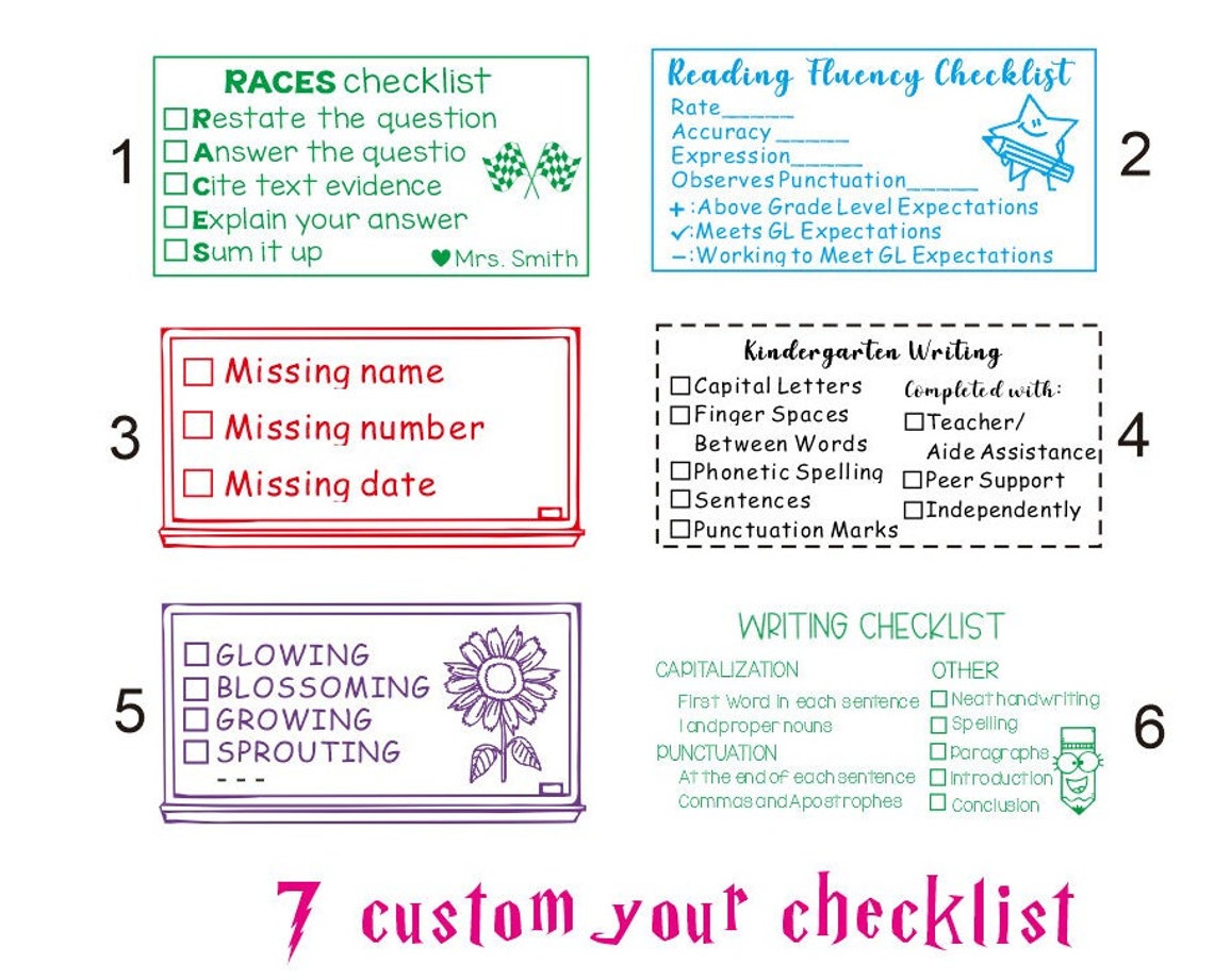 All-custom Checklist Stamps,teacher Stamps,personalized Checklist ...