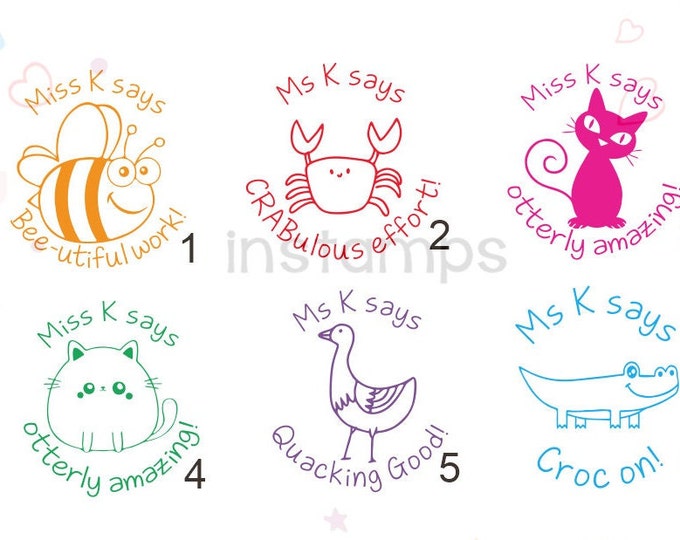2 Pcs/bag Personalised Teacher Stamps, Teacher Assisted Work, Check ...