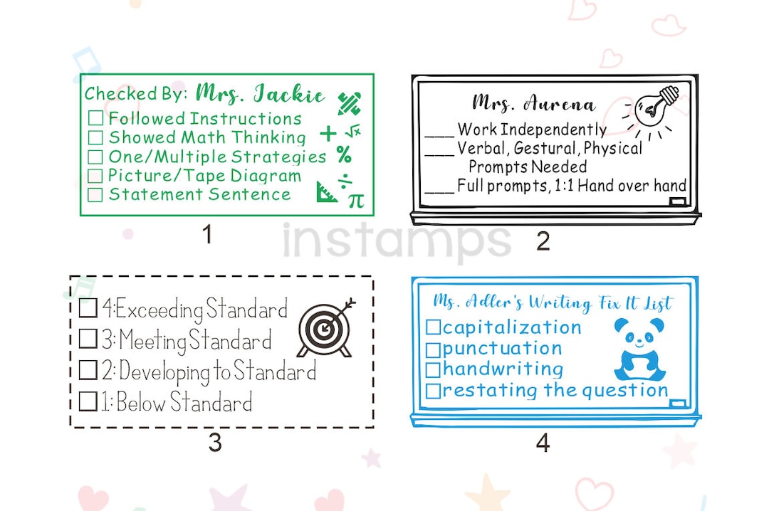 All-custom Checklist Stamps,teacher Stamps,personalized Checklist ...