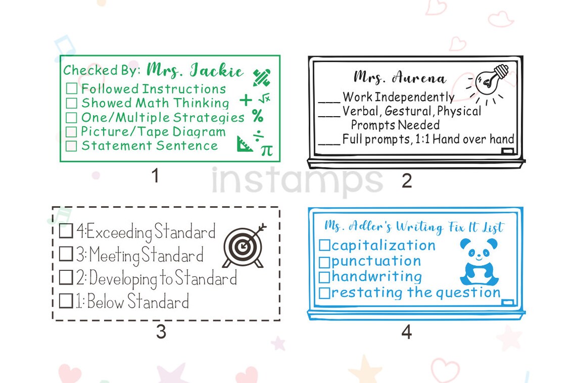 All-custom Checklist Stampsteacher Stampspersonalized - Etsy