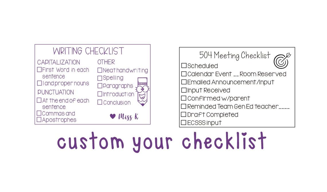 All-custom Checklist Stamps,teacher Stamps,personalized Checklist ...