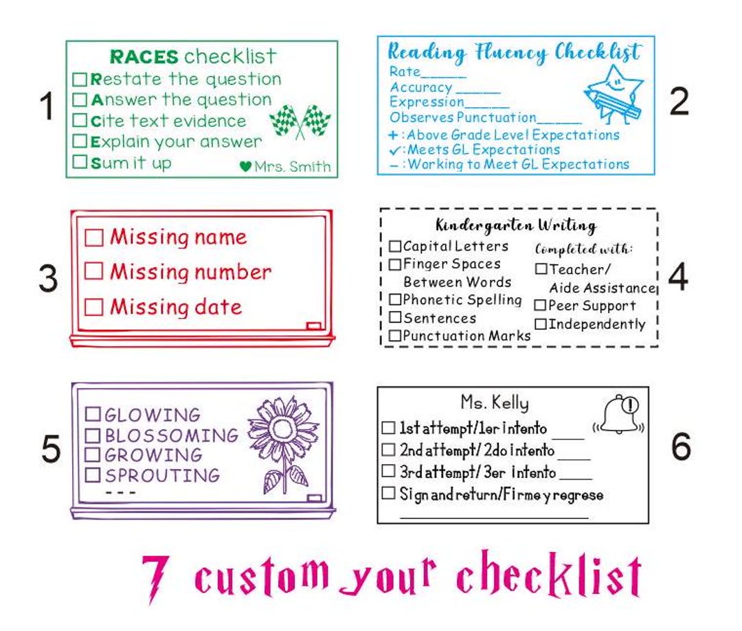 All-custom Checklist Stamps,teacher Stamps,personalized Checklist ...