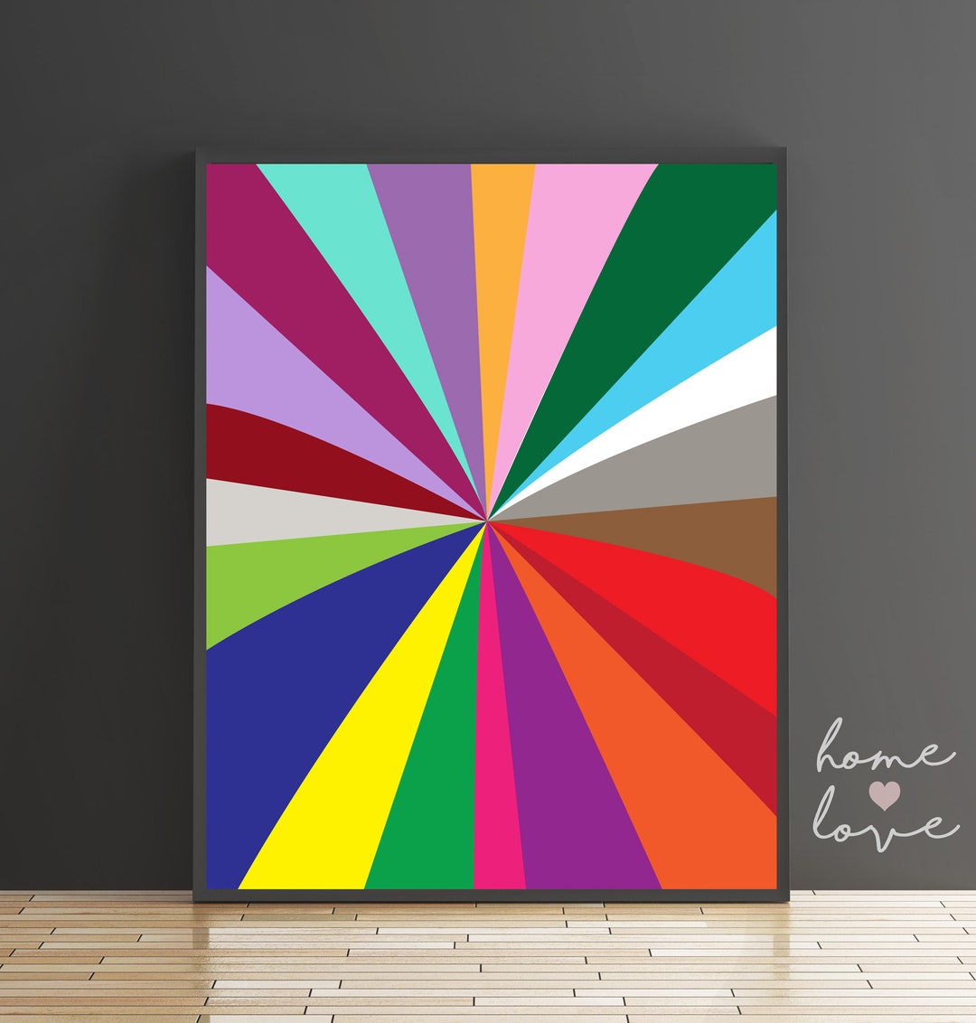 Modern Abstract Rainbow, Colour Wheel, Kids Room Art, Happy Art, Wall ...