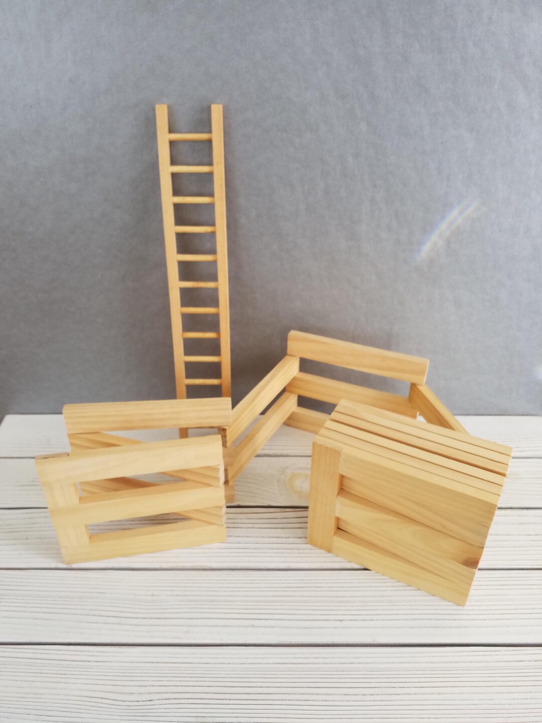 Wooden Play Barn Foldable Fence and Barn Ladder Accessories Corral - Etsy