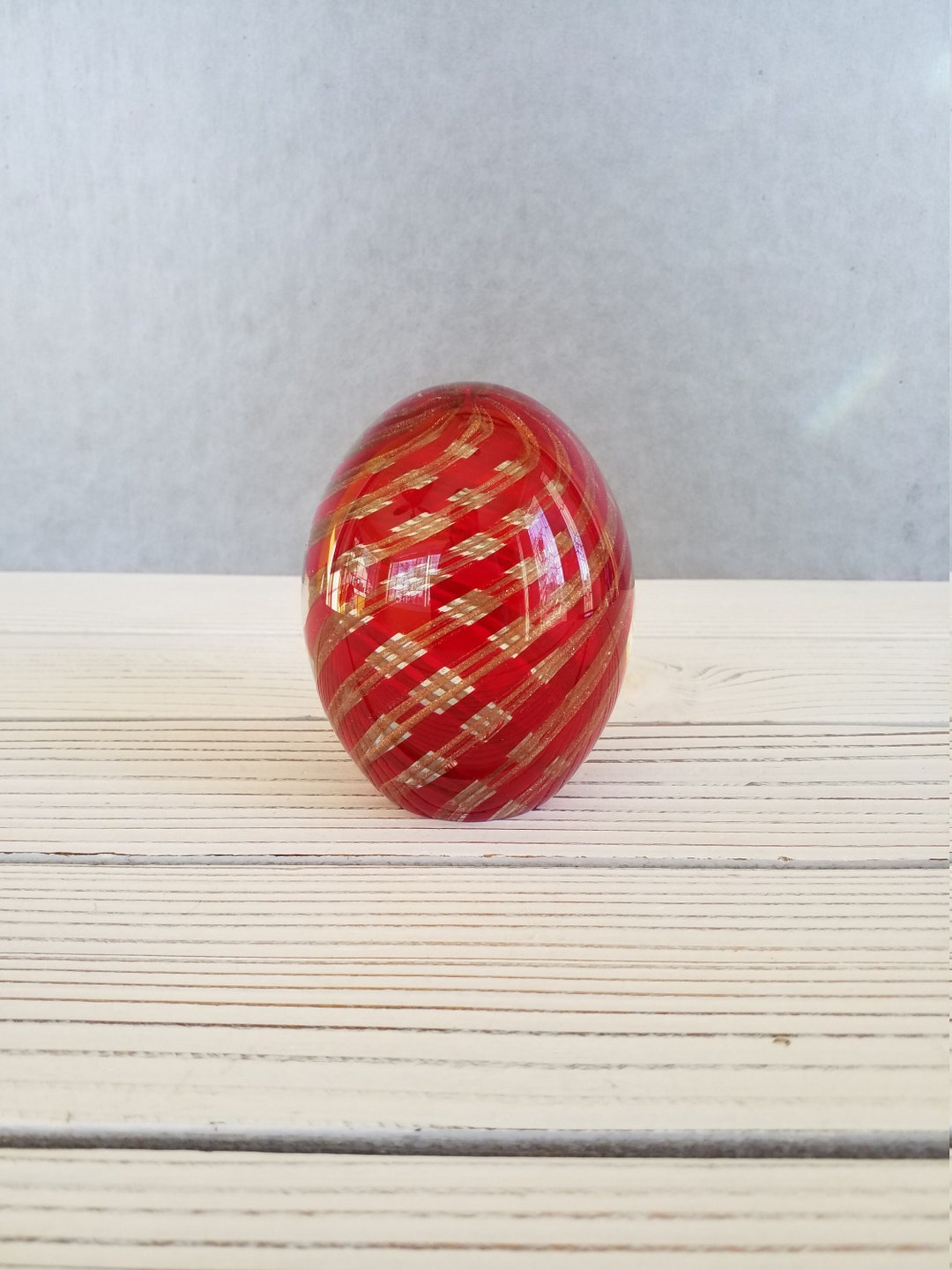 Murano Glass Paperweight Red Gold E & R Italy Vintage Adventurine - Etsy