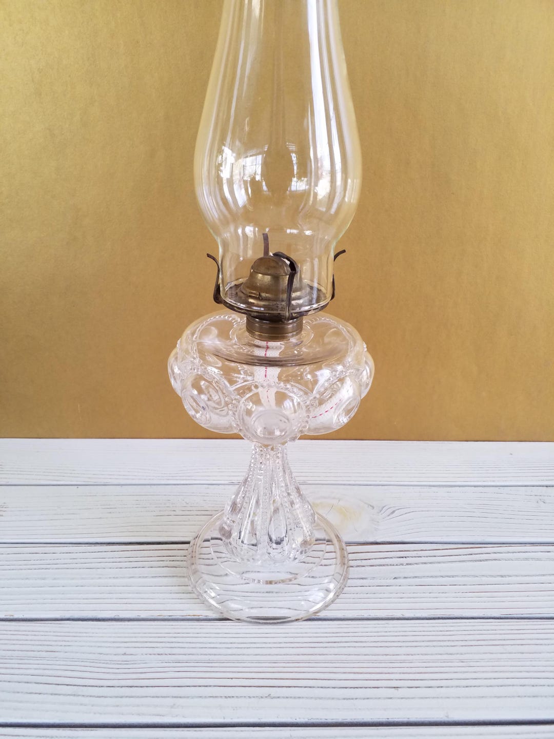 Antique Oil Lamp Clear Glass Findlay Bullseye Diamond Point - Etsy