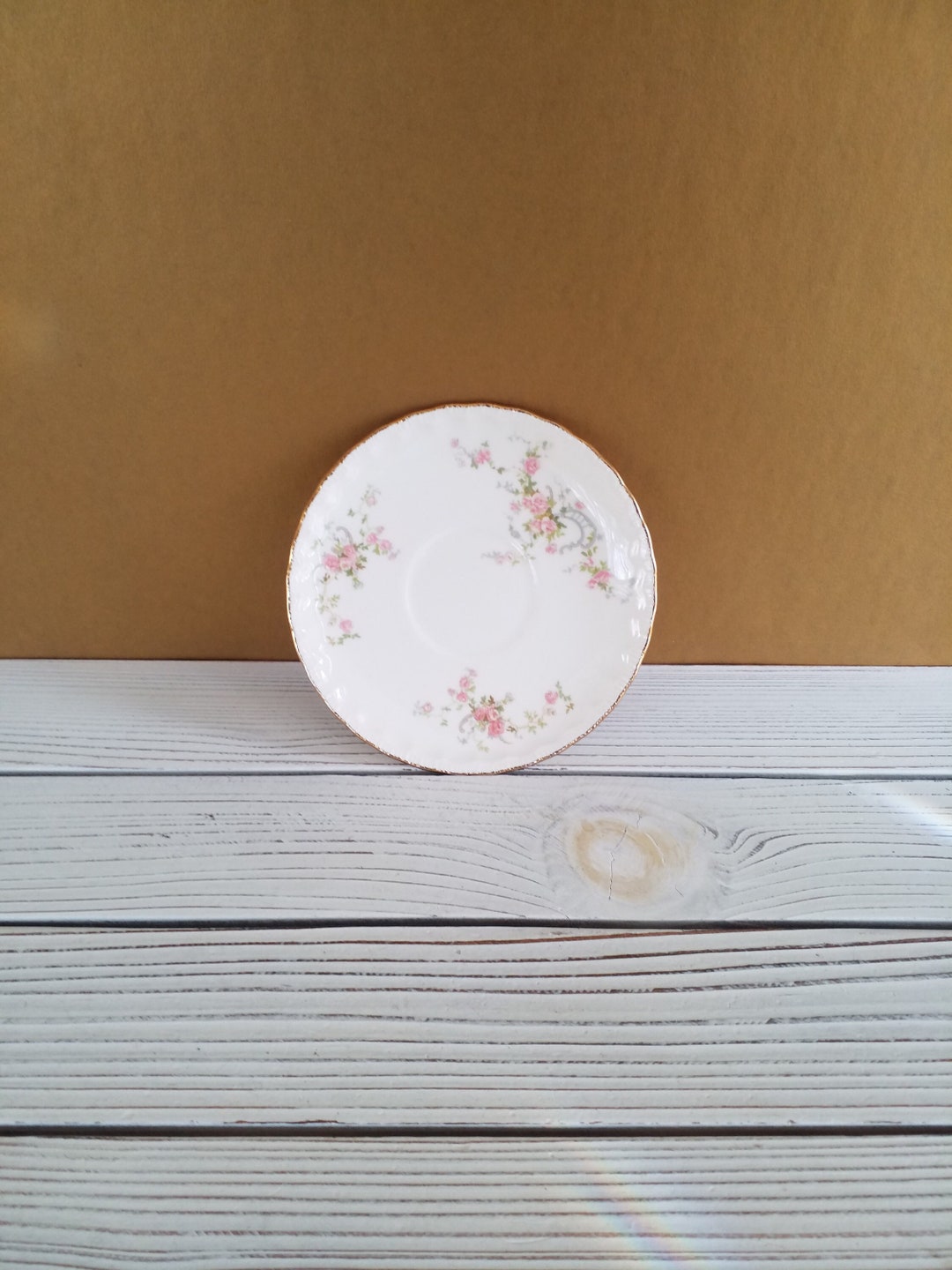 Pope Gosser Jean China Tea Coffee Saucer Pink Roses Gold Vintage - Etsy