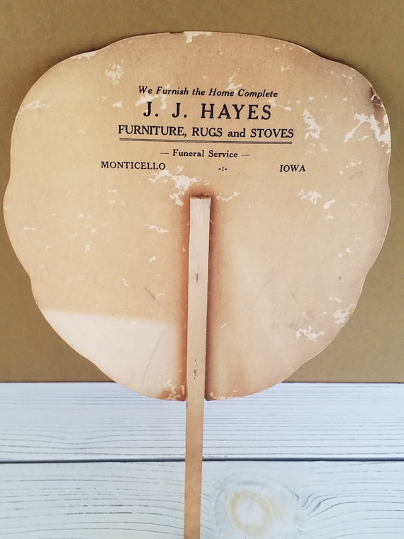 Antique Paper Fan Funeral Fan Advertising Ephemera Mo… - Gem