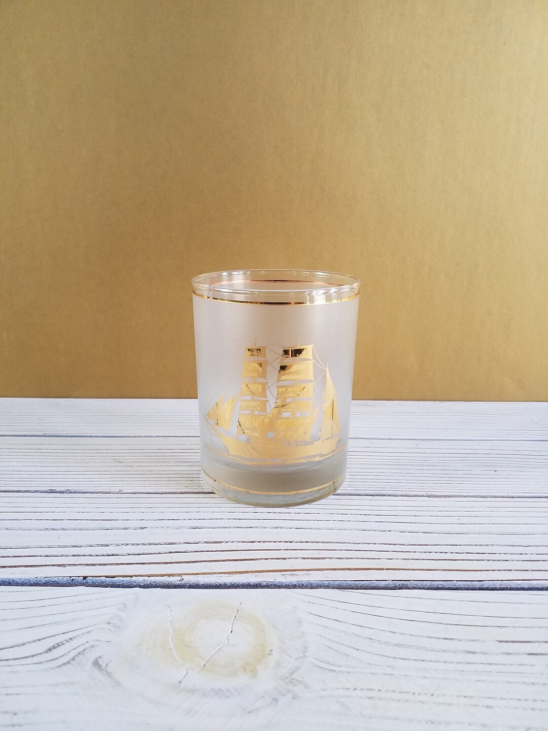 Culver Sailboat Glass Ship Gold Glassware Vintage Boat - Etsy