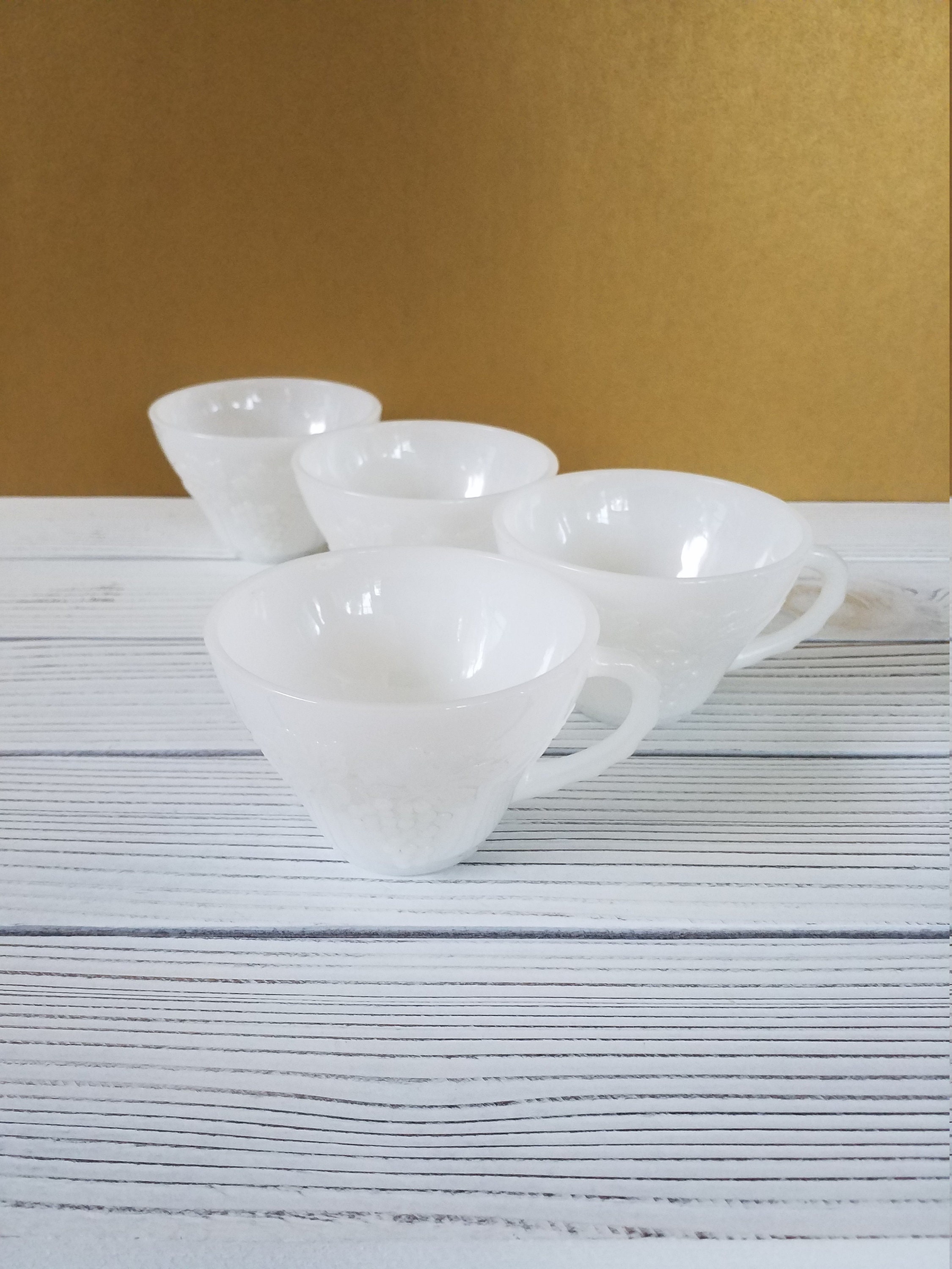 White Milk Glass Punch Cups Grapes Opaque by Anchor Hocking | Etsy