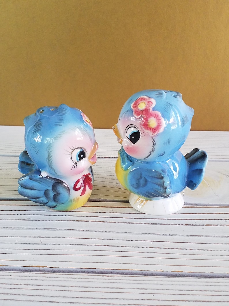 Lefton Bluebird Shakers Salt and Pepper Ceramic Vintage Mid Century - Etsy