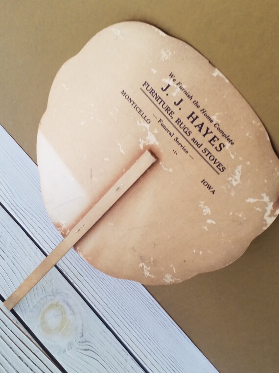 Antique Paper Fan Funeral Fan Advertising Ephemera Mo… - Gem