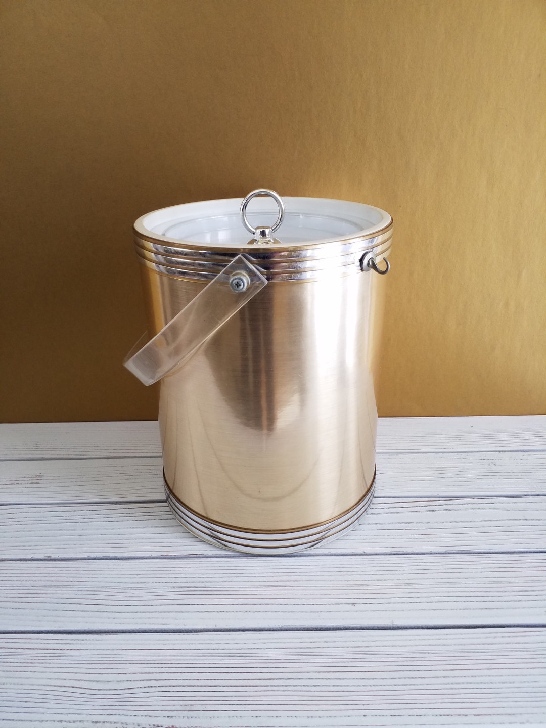 Vintage Mid Century Ice Bucket Gold / Champagne Colored - Etsy