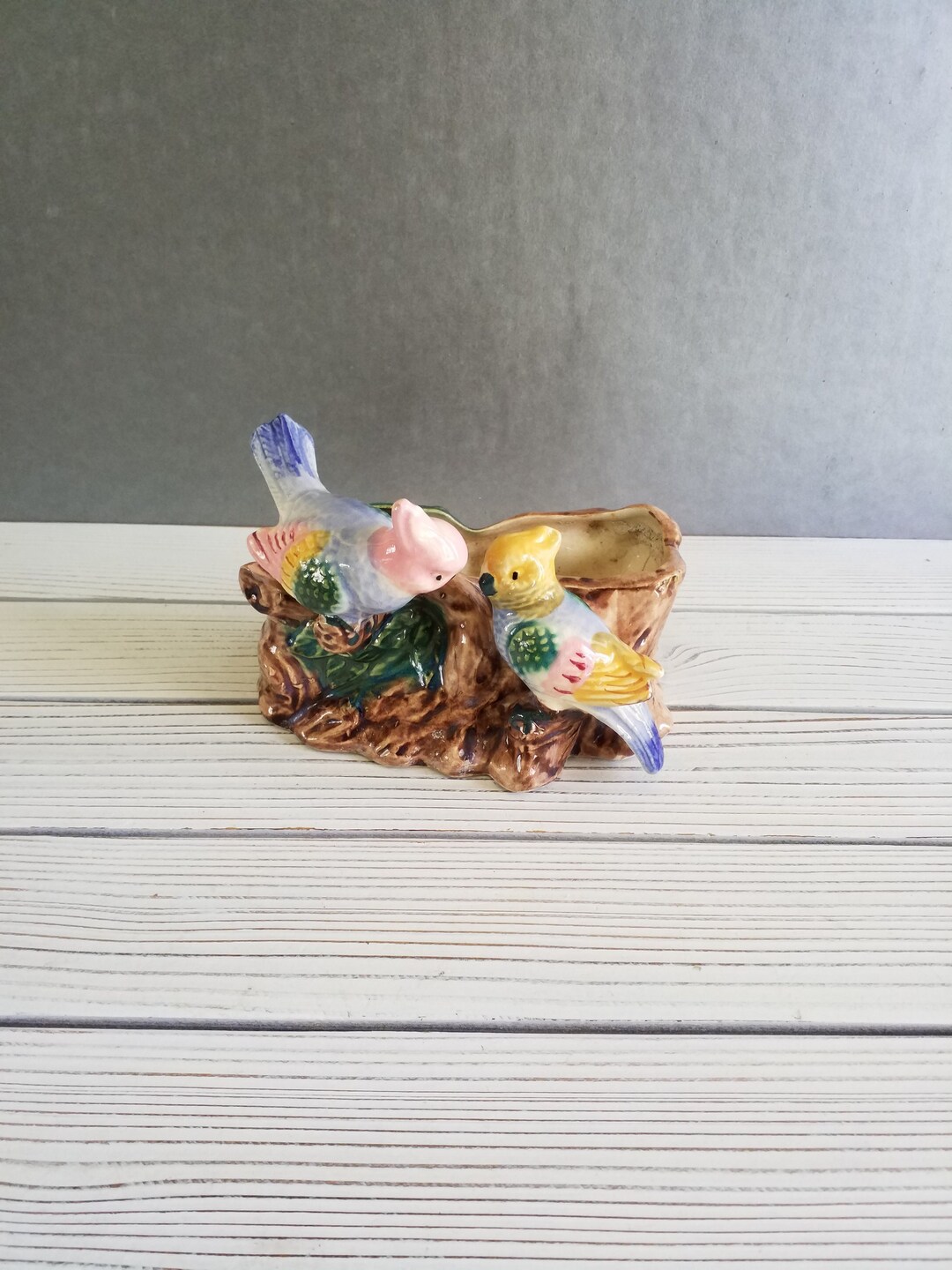 Ceramic Bird Planter Parrots Vintage Birds - Etsy
