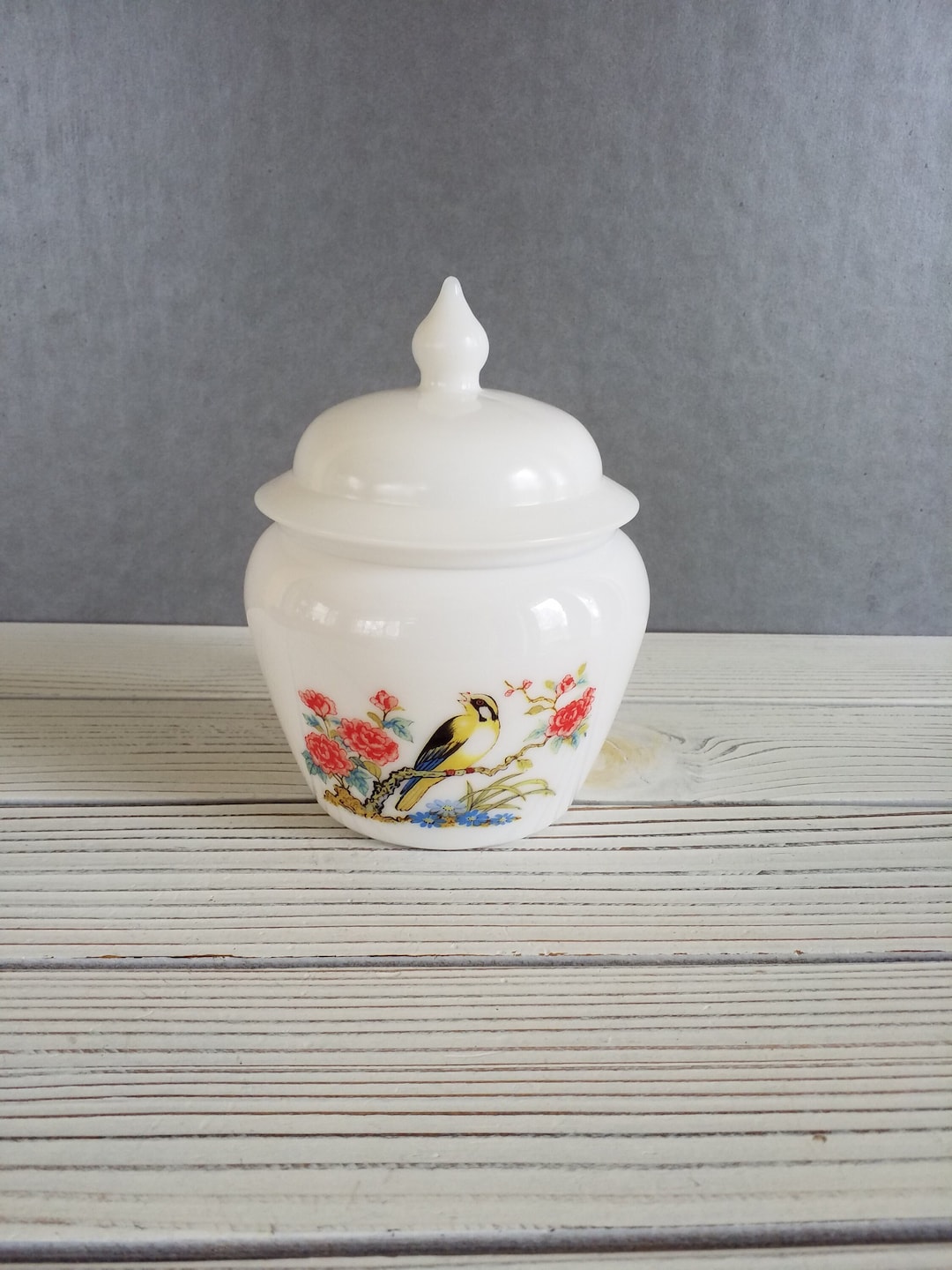 Vintage Avon Ginger Jar Goldfinch Bird Flowers - Etsy
