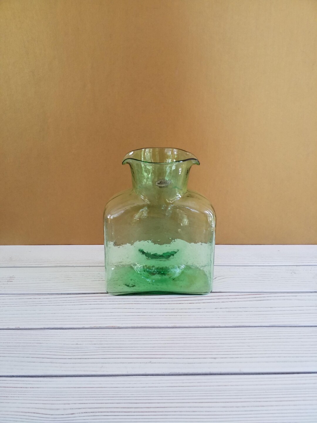 Blenko Green Pitcher Double Spout Spring Green - Etsy