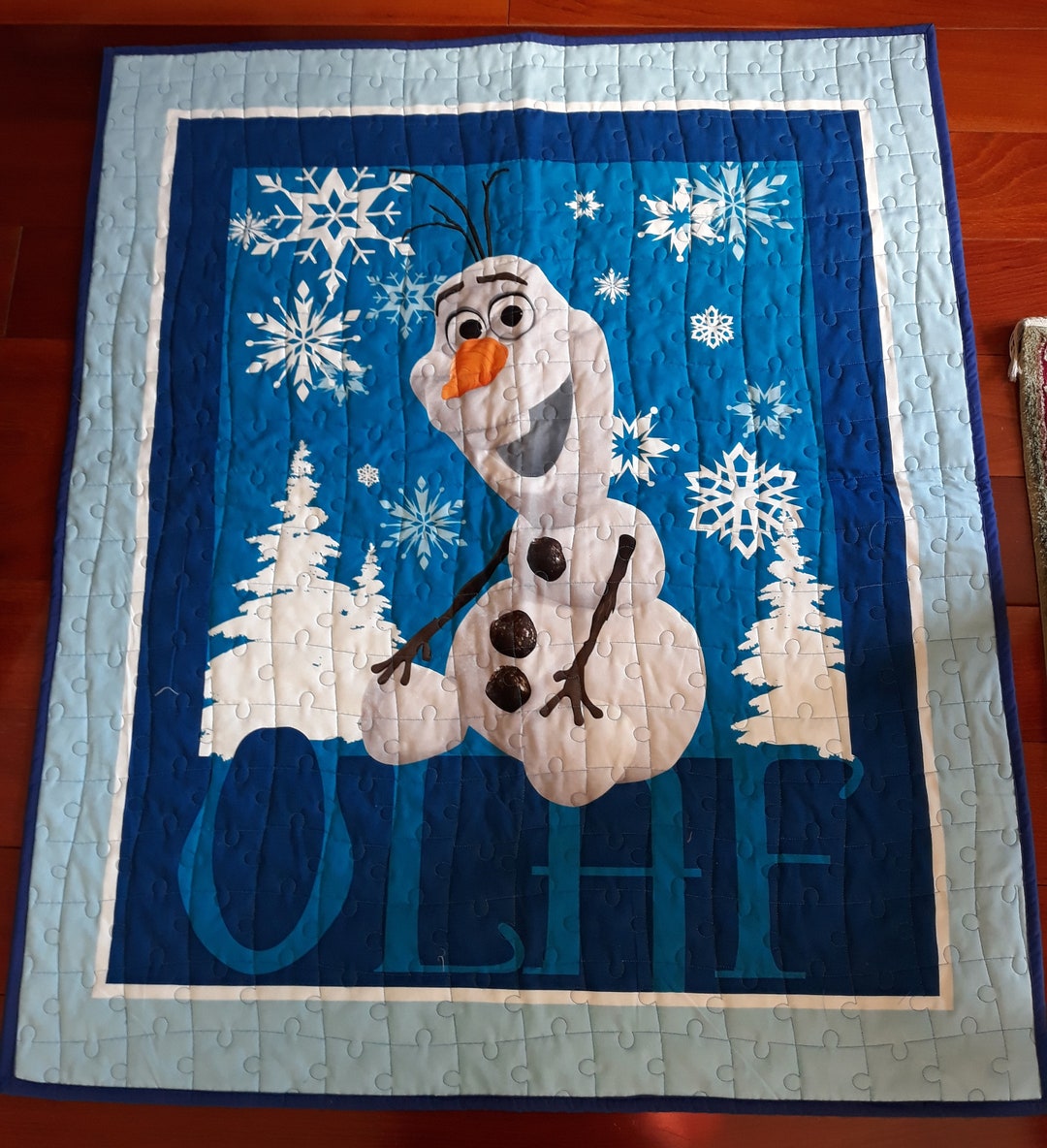 FROZEN OLAF Panel Baby or Toddler Quilt Blanket, Playmat Disney Size 35 ...