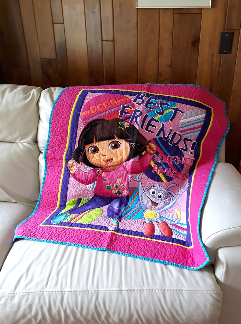 Dora the Explorer Panel Quilt Blanket Playmat for Baby - Toddler With ...