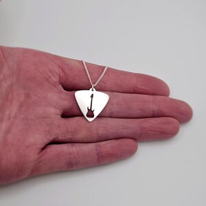 Electric Guitar Pick Necklace, Triangle Guitar Pick Pendant, Silver ...