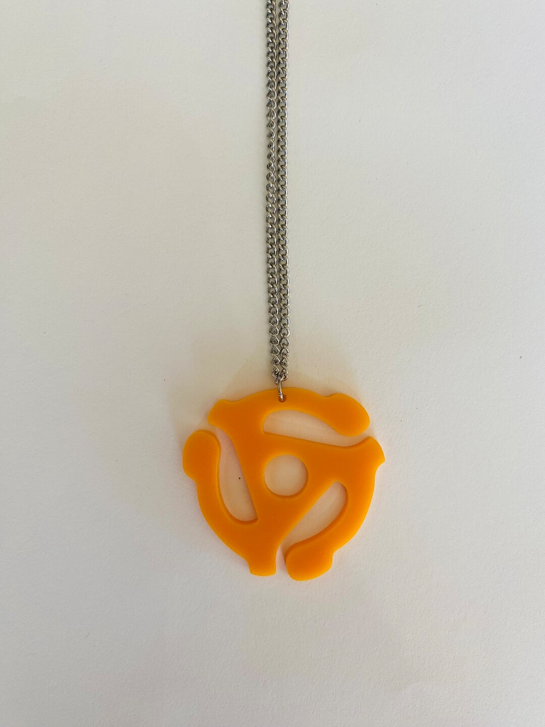Retro Record Acrylic Orange Necklace, 45 Record, Retro Music Charm ...
