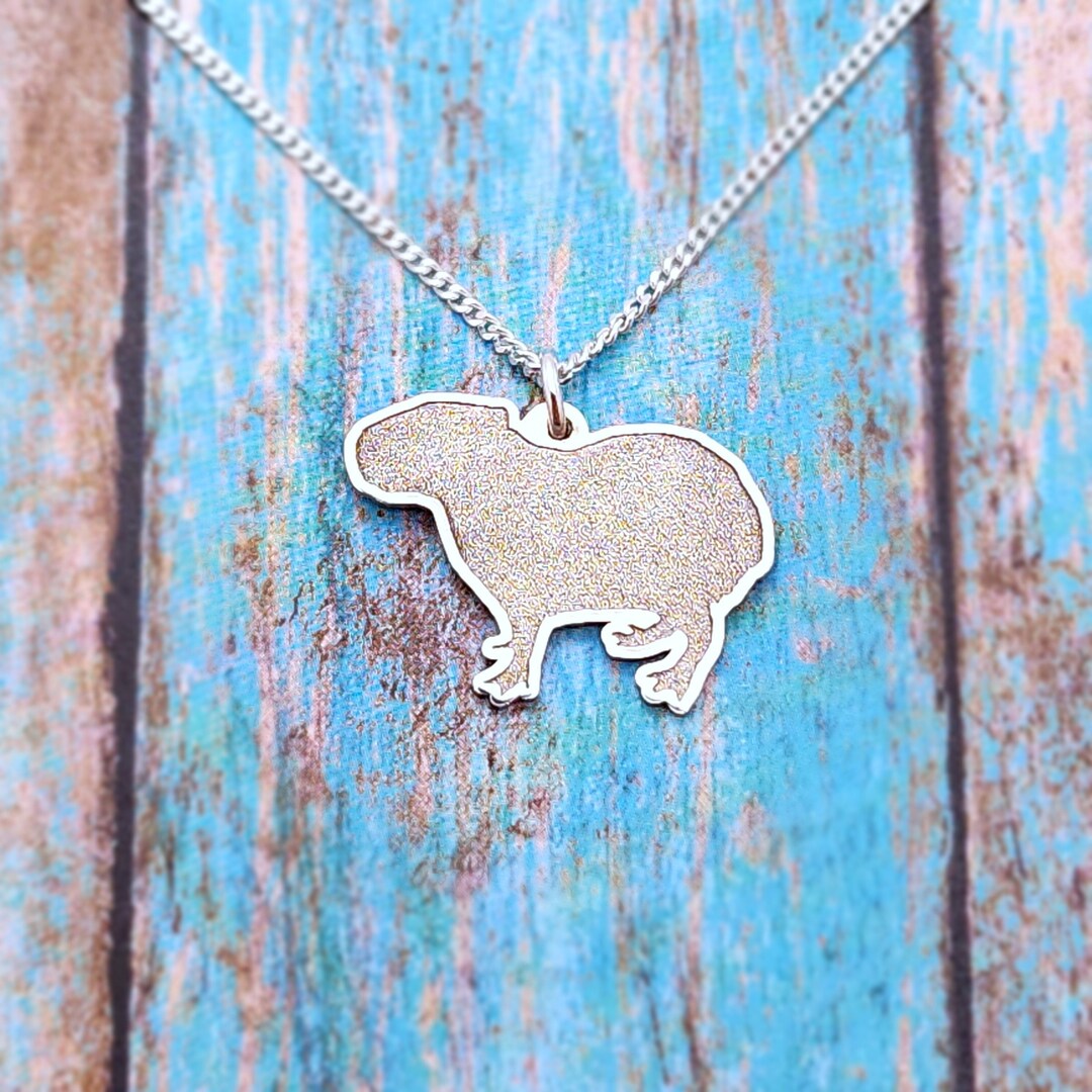 Capybara Necklace, Silver Capybara Charm, Sterling Silver Capy Pendant ...