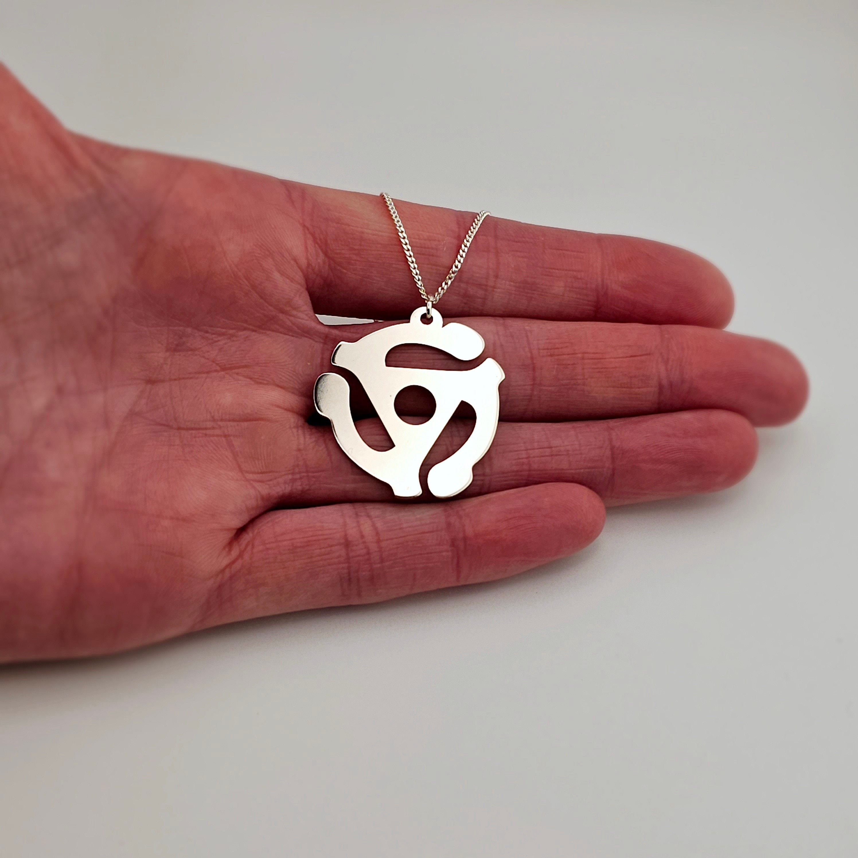 Retro Record Silver Necklace, 45 Record, Retro Music Charm, Spider ...