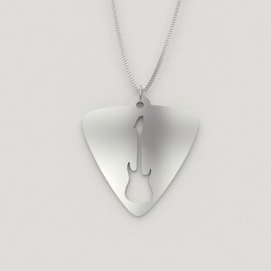 Electric Guitar Pick Necklace, Triangle Guitar Pick Pendant, Silver ...