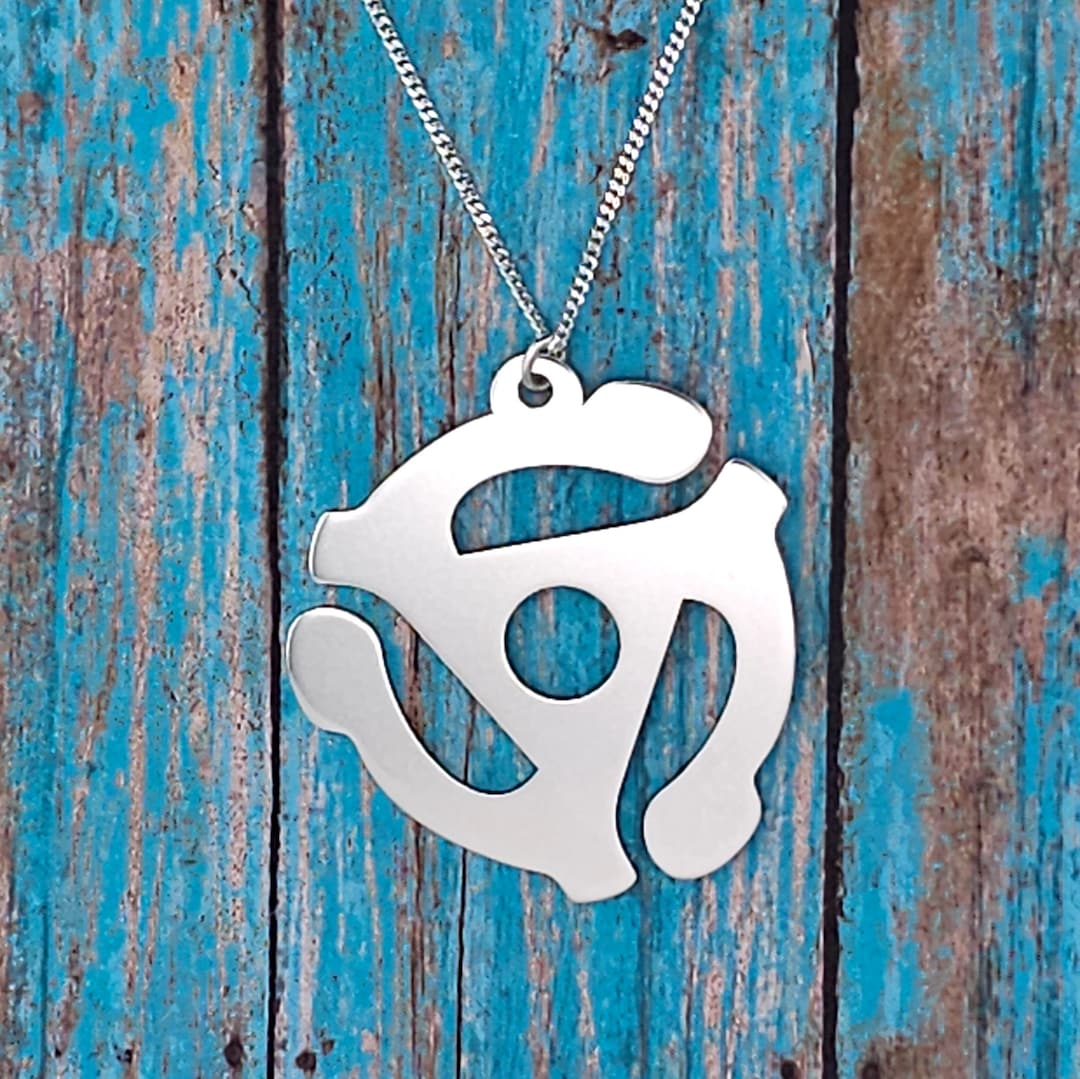 Actual Size 45 Record Adapter Necklace, 1.5 Inch Charm, Vinyl Record ...