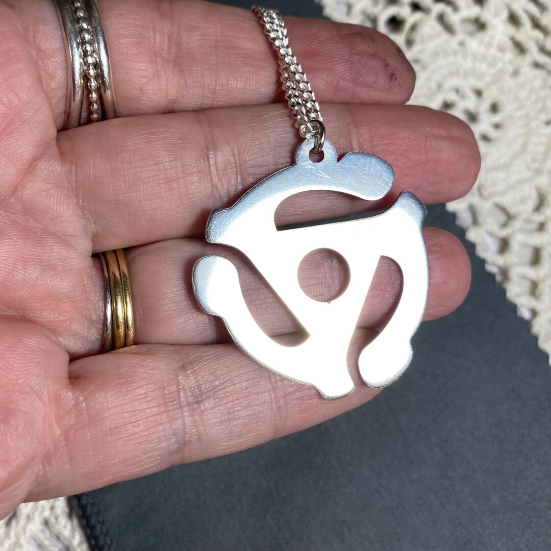 Actual Size Adapter Necklace, 1.5 Inch Charm, Vinyl Record Pendant, 45 ...
