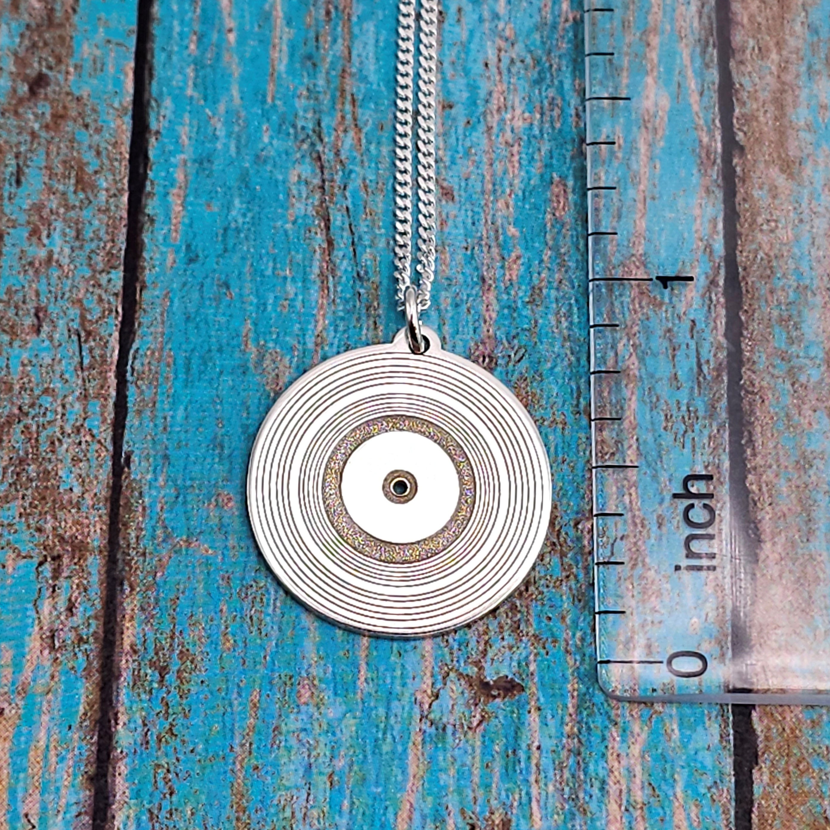 Custom Silver LP Record Necklace, Retro Vinyl Record Jewelry for Him ...