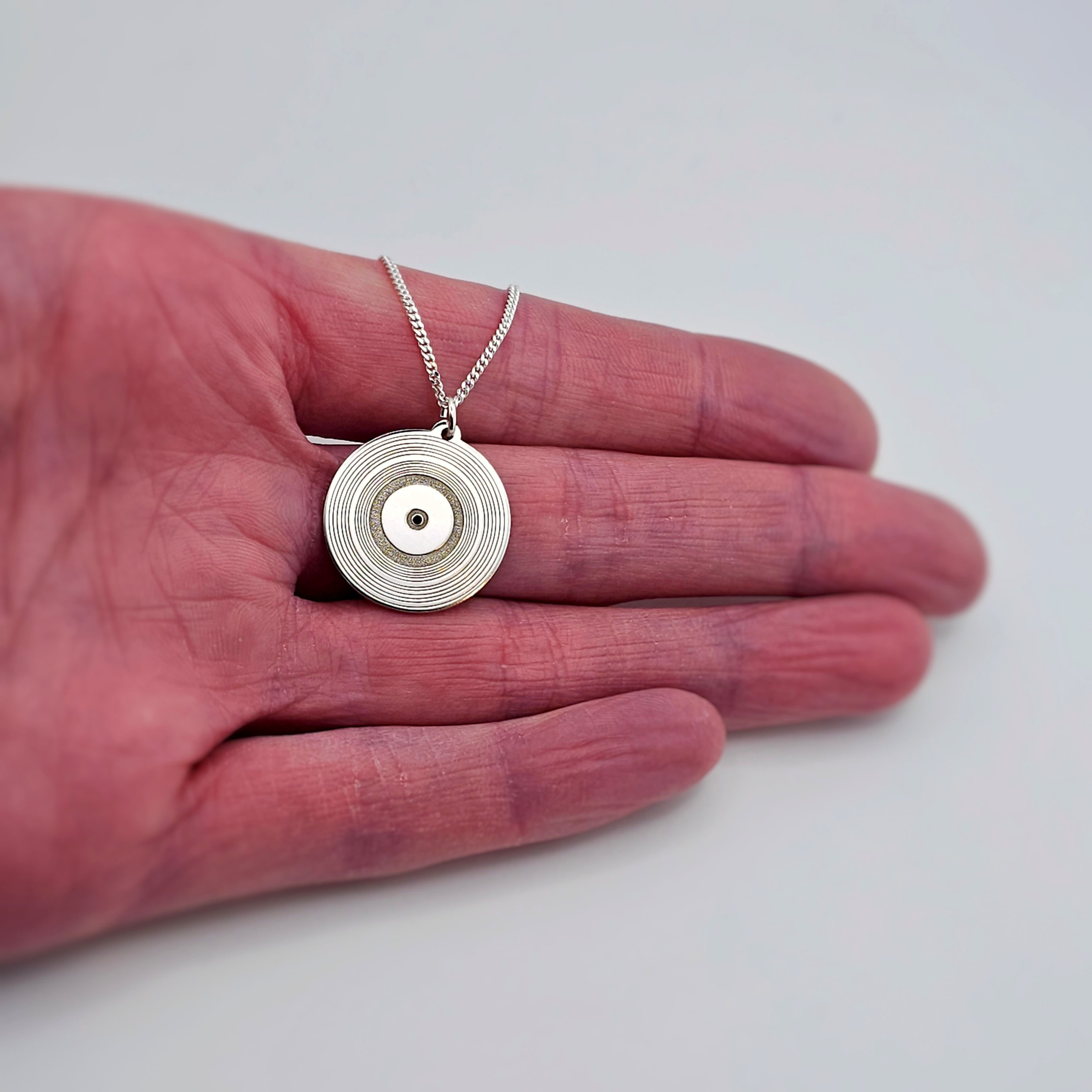 Custom Silver LP Record Necklace, Retro Vinyl Record Jewelry for Him ...