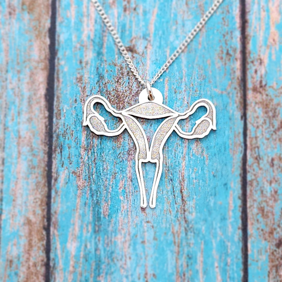 Silver Uterus Necklace, Female Reproductive System, Biology Jewelry ...