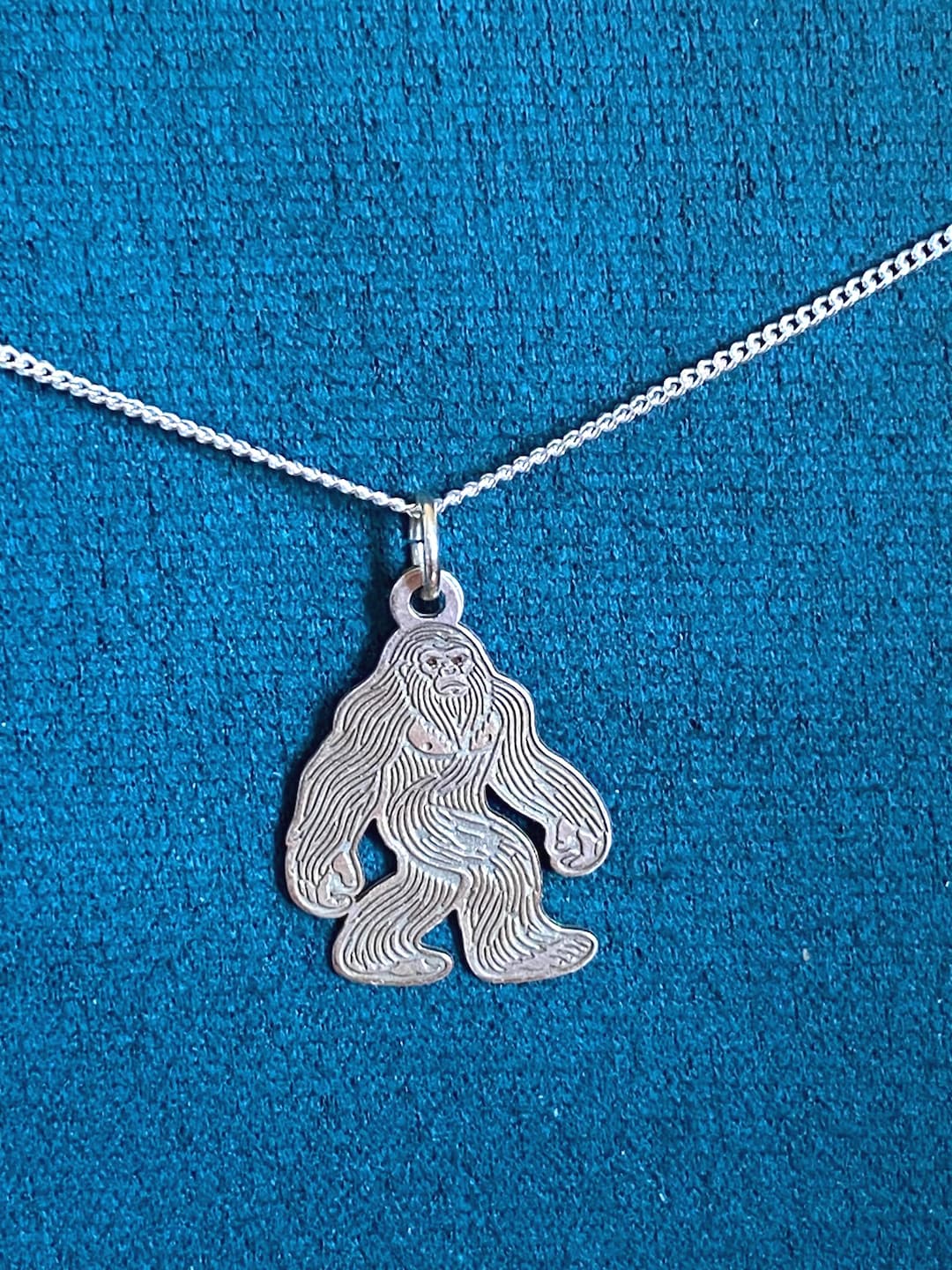 Silver Bigfoot Necklace, Yeti Jewellery, Sasquatch Pendant, Cryptid ...