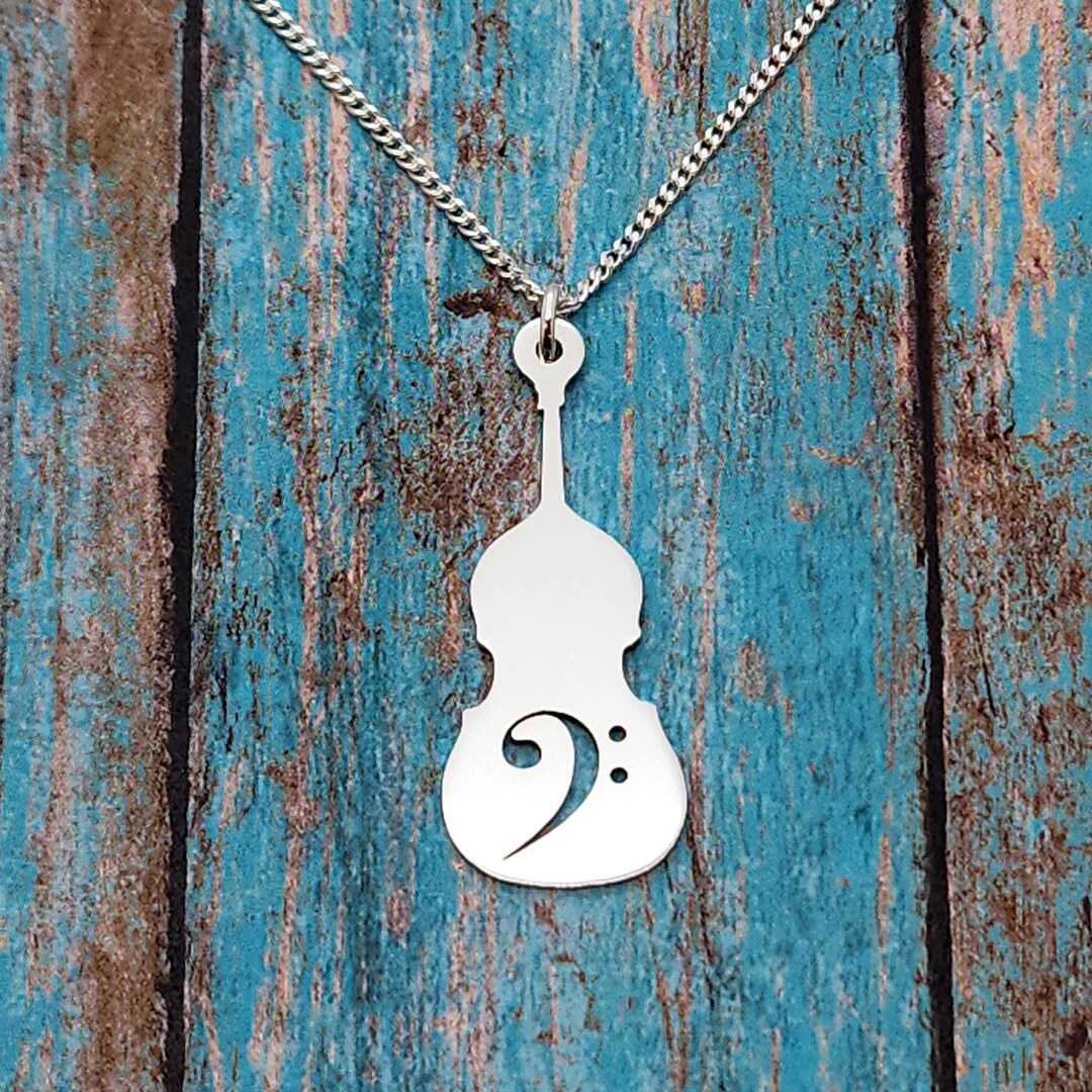 Upright Bass Necklace, Double Bass Charm, Music Lover Gift, Bass Cleff ...