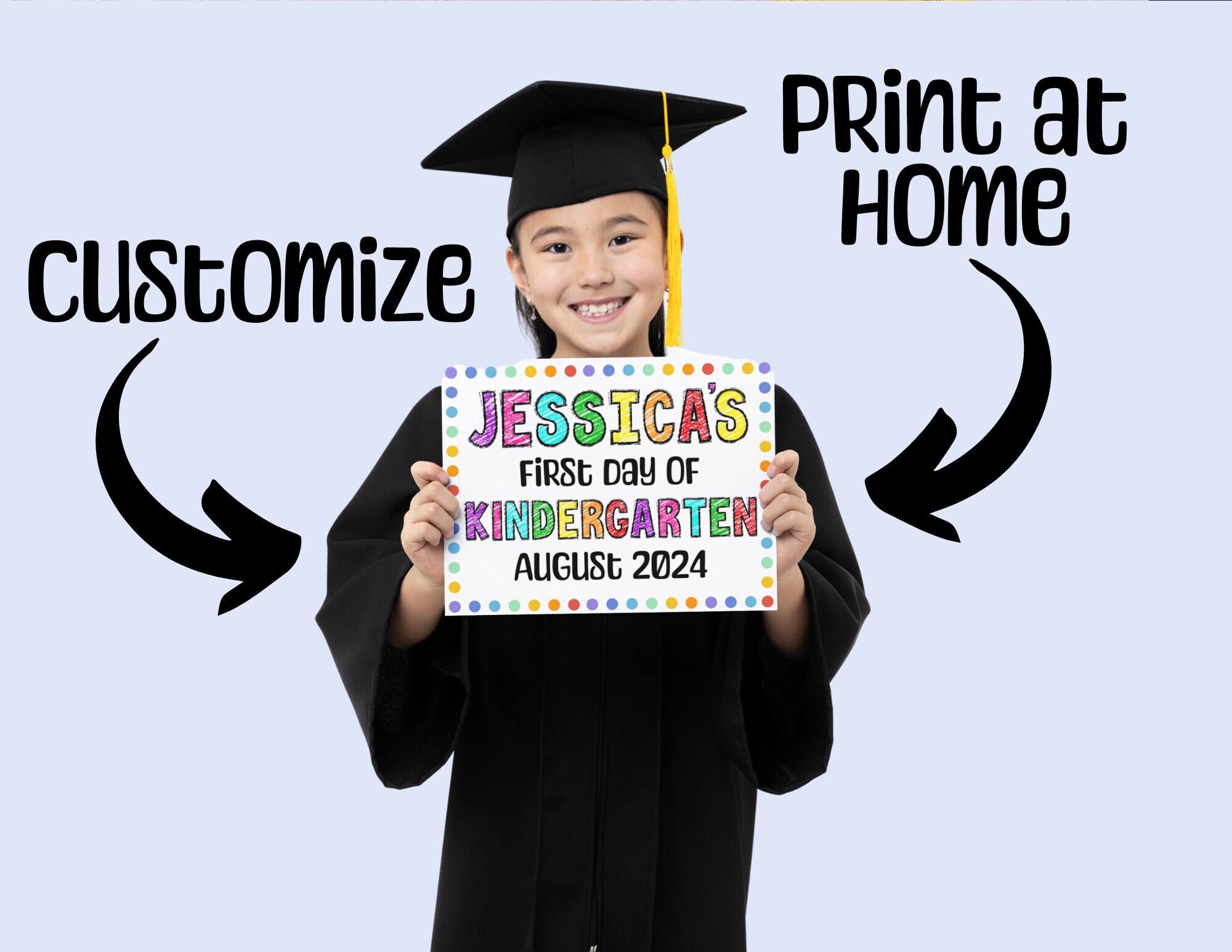 Printable Custom Name Sign for First Day of School Back to School ...