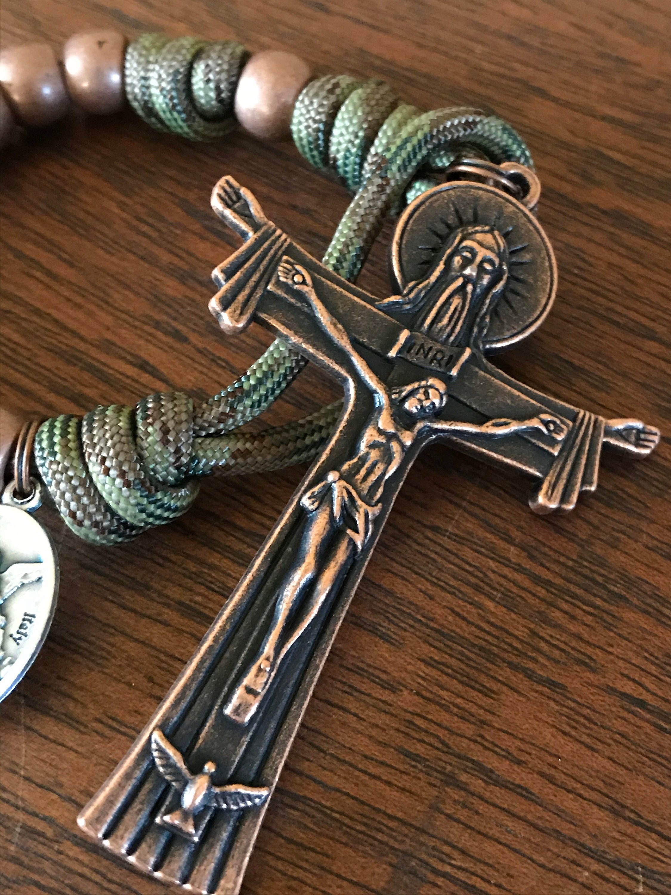 Camo Copper Pocket Rosary Trinity Crucifix | Etsy