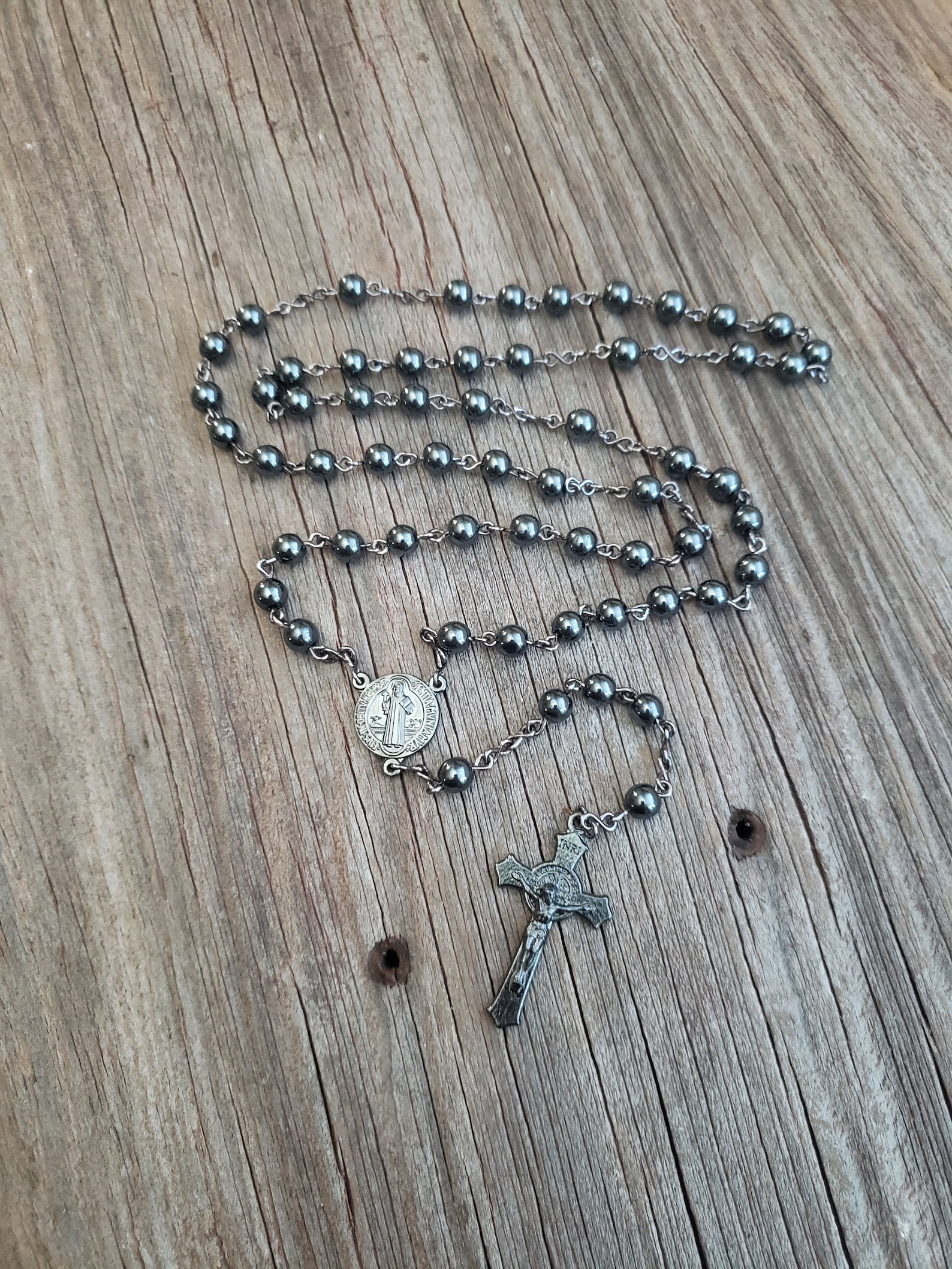 Men's Round Gunmetal Rosary - Catholic Rosary - Holy Rosary - Boys ...