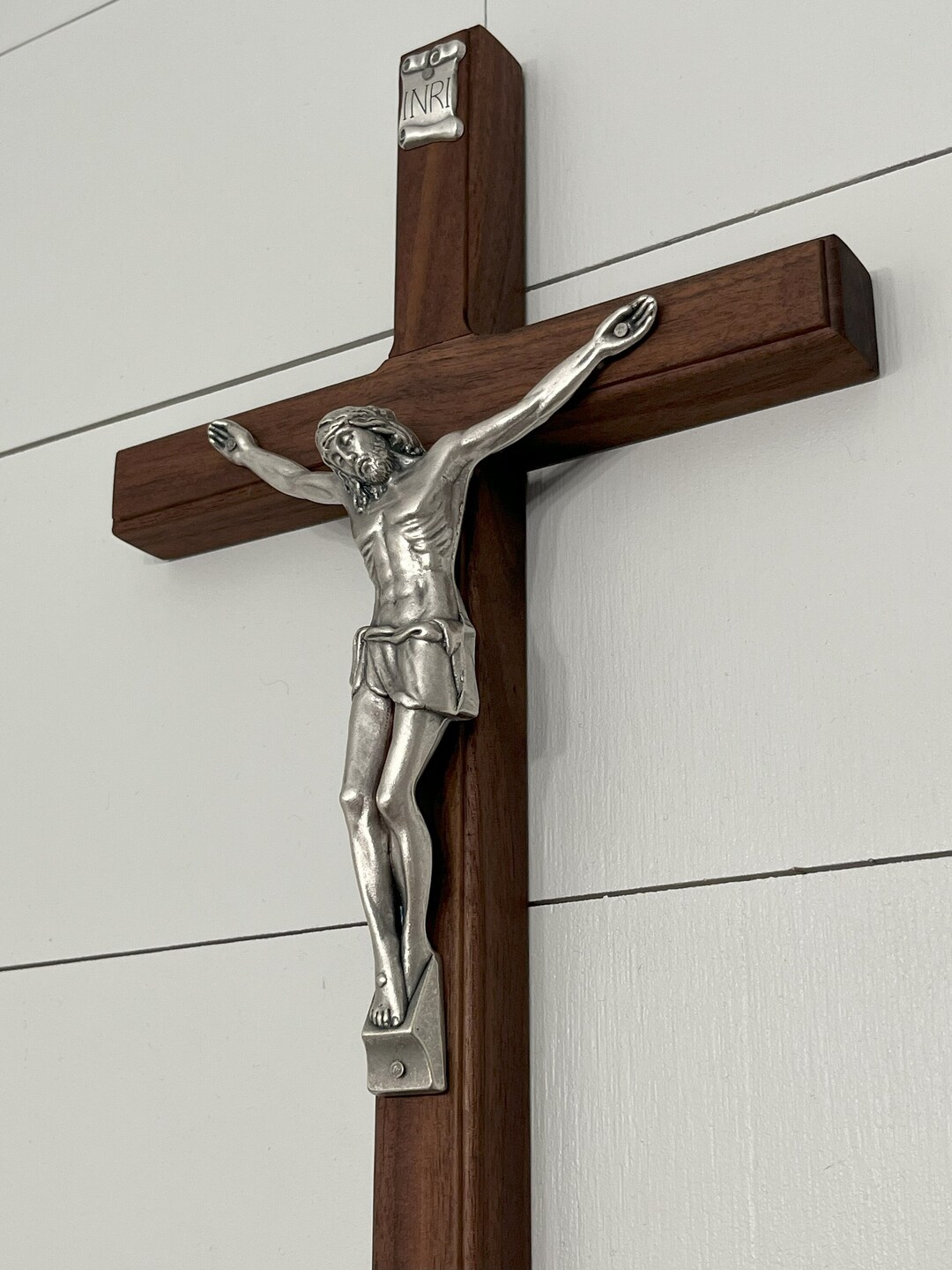 16” Walnut Wall Crucifix - Routed Edge - Solid Walnut Hardwood - Wood ...