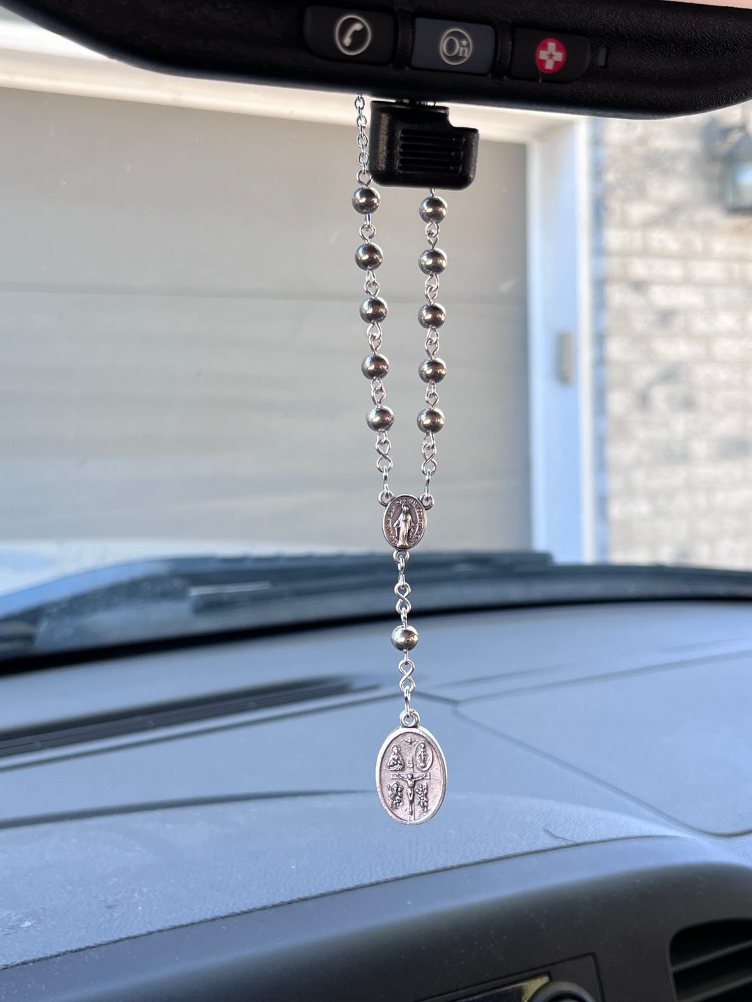 Car Rosary Silver Round Beads Catholic Rosary - Etsy