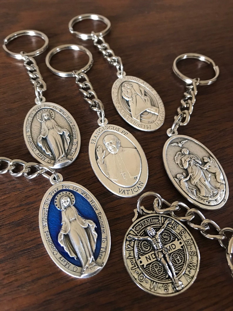 Large Saint Medal Keychain Catholic Saints Saint Medals - Etsy