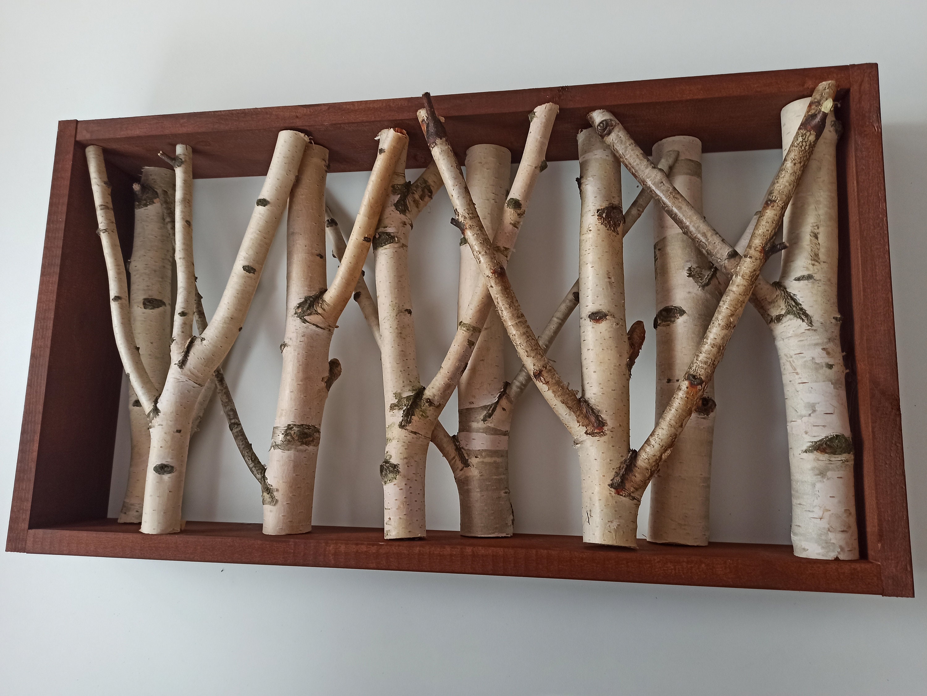 Rustic Wall Decor Birch Wall Art Framed Birch Branches Brown Frame Wall ...