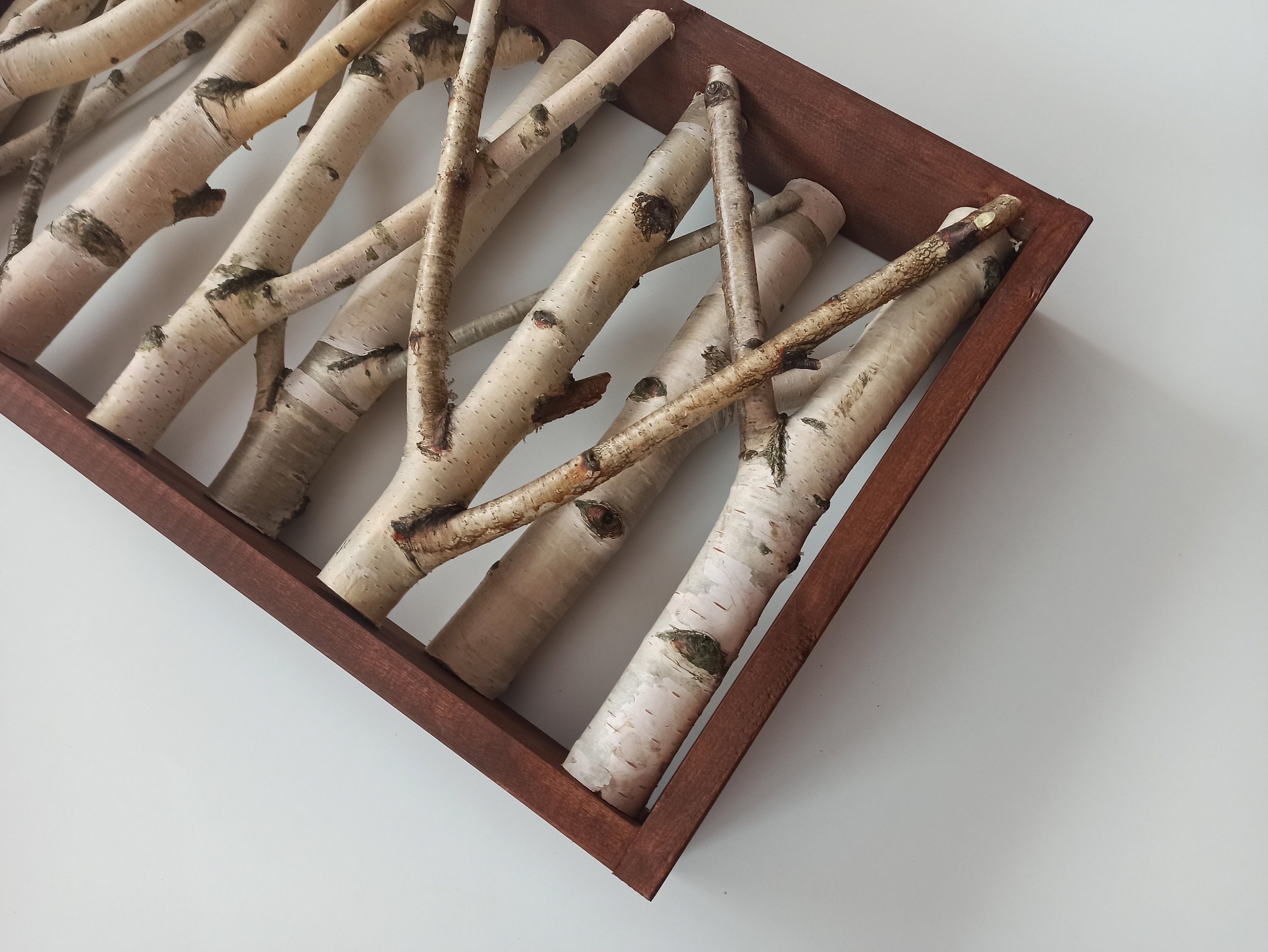 Rustic Wall Decor Birch Wall Art Framed Birch Branches Brown Frame Wall ...