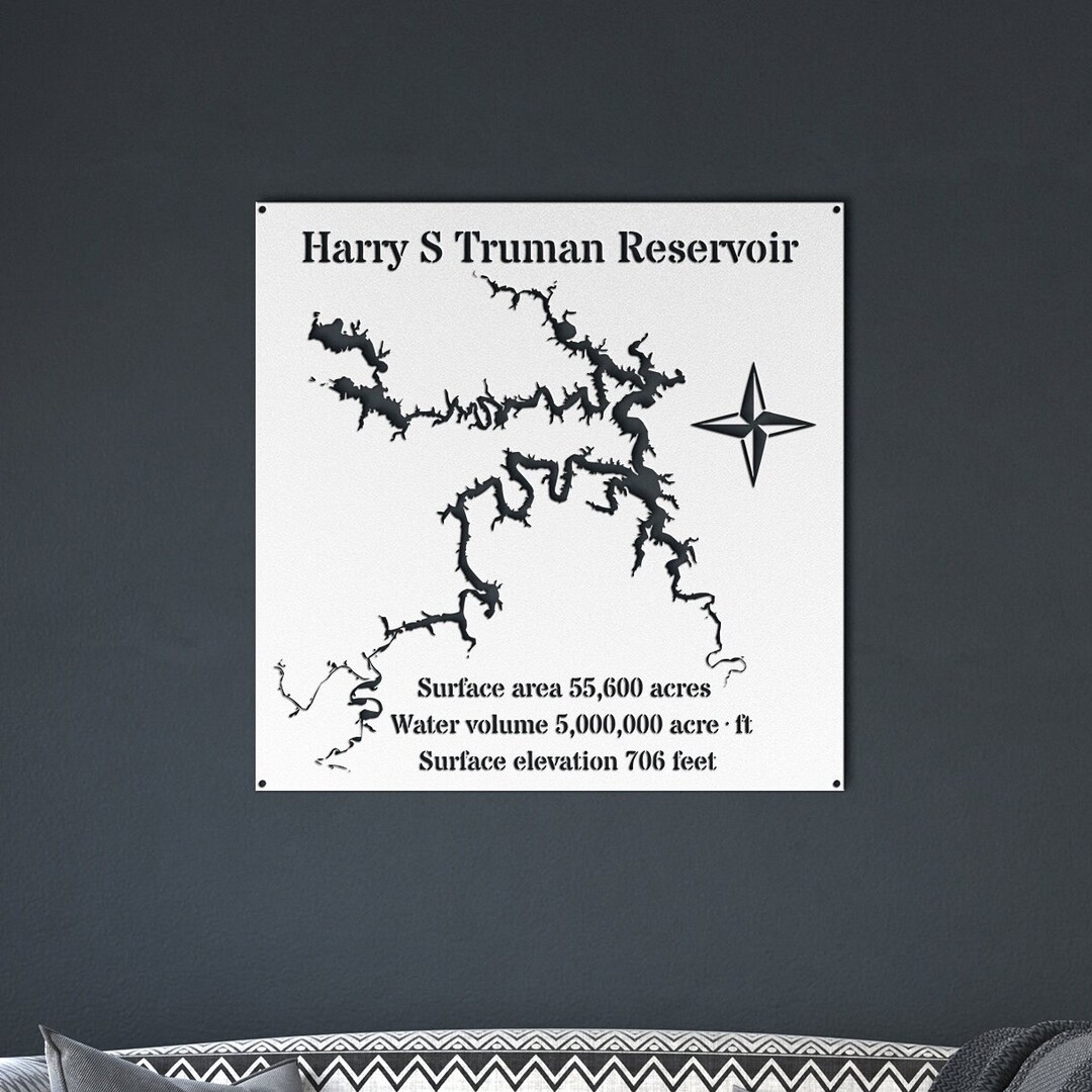 Harry S Truman Reservoir Metal Map Metal Map Sign Lake of - Etsy